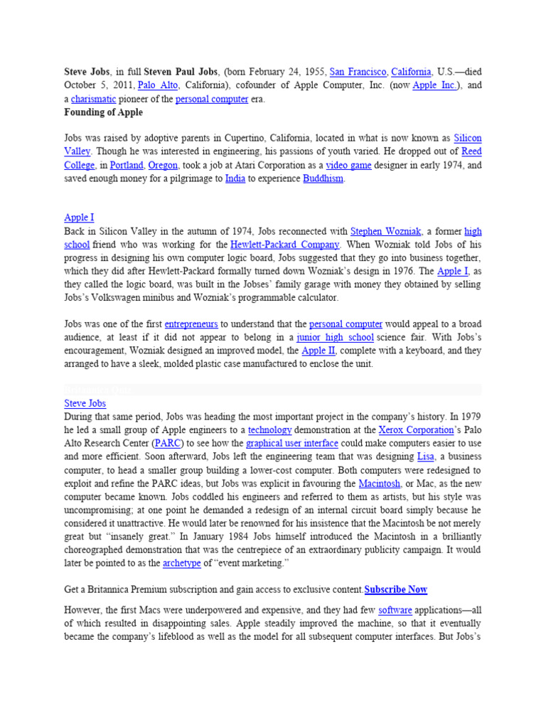 Steve Jobs | PDF | Apple Inc. | Steve Jobs
