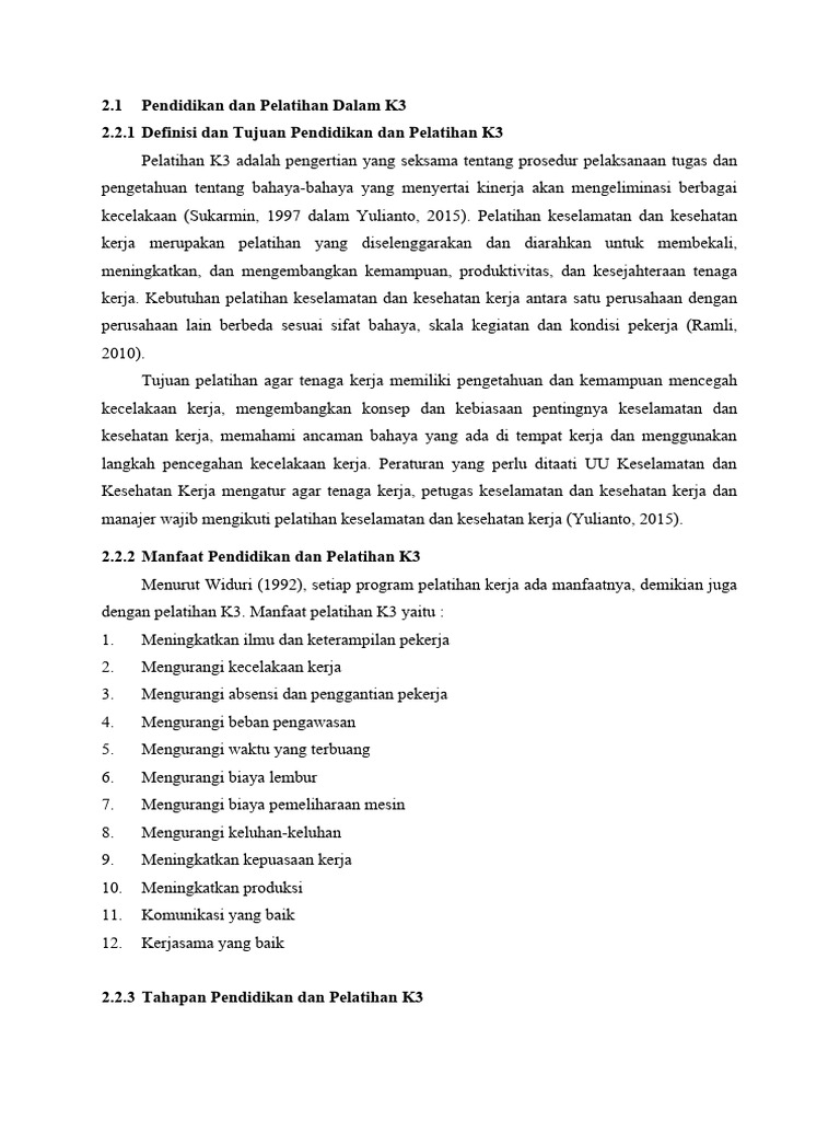 Pendidikan Dan Pelatihan Dalam K3 | PDF