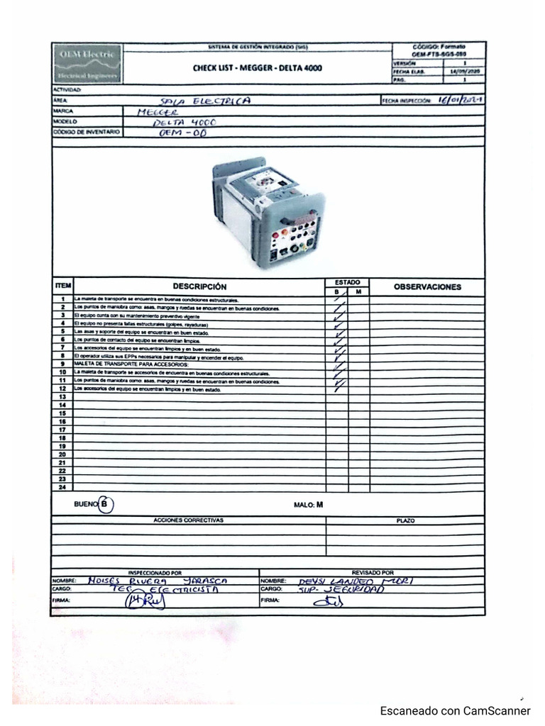 Check List Megger 4000 | PDF