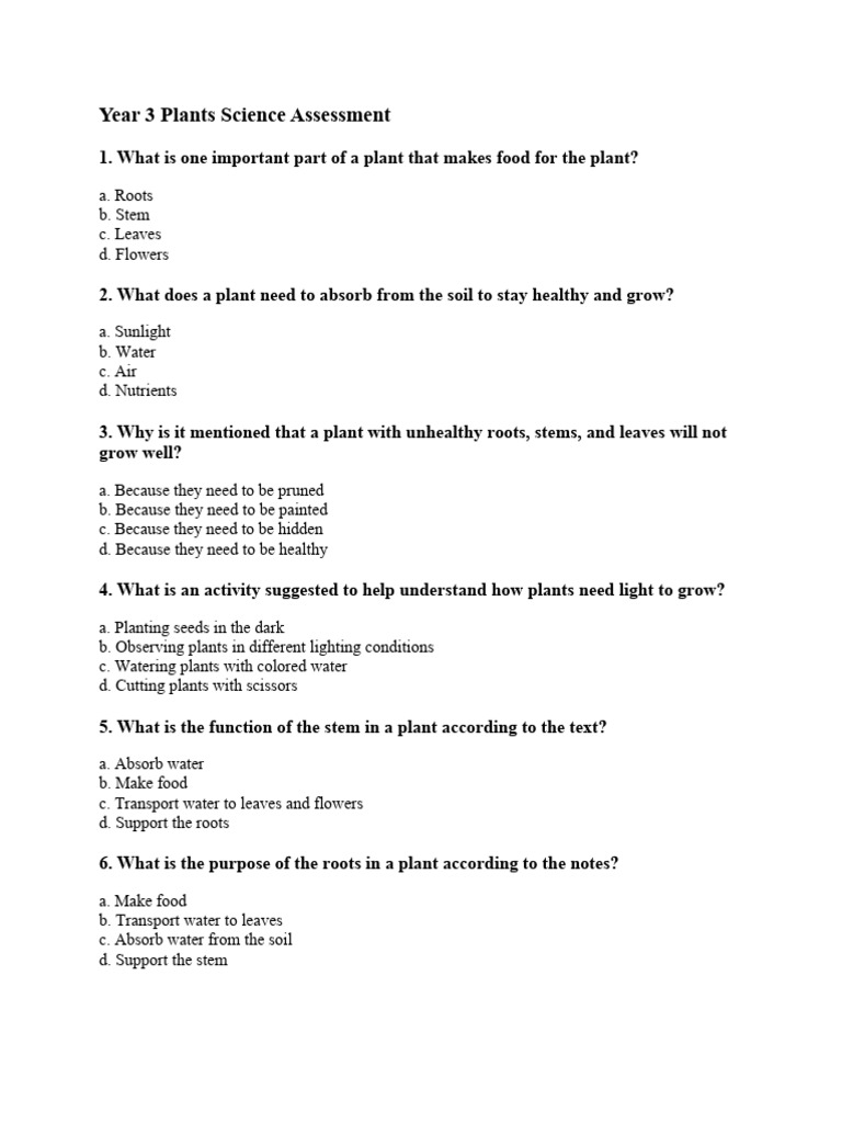 3rd Grade Plants and Growth Lesson | PDF | Plants | Root