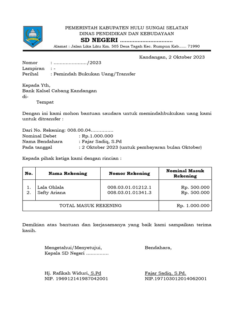 Contoh Amprahan Bosda | PDF