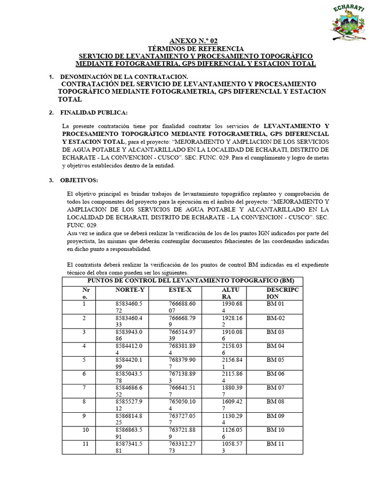 Tdr. Servicio de Fotogrametria.01 | PDF | Topografía Tdr. Servicio de Fotogrametria.01 | PDF | Topografía