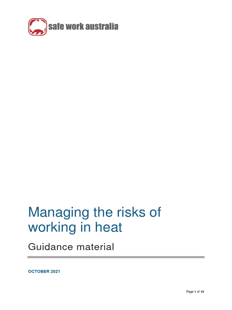 Guide For Managing The Risks of Working in Heat | Download Free PDF | Occupational Safety And ...