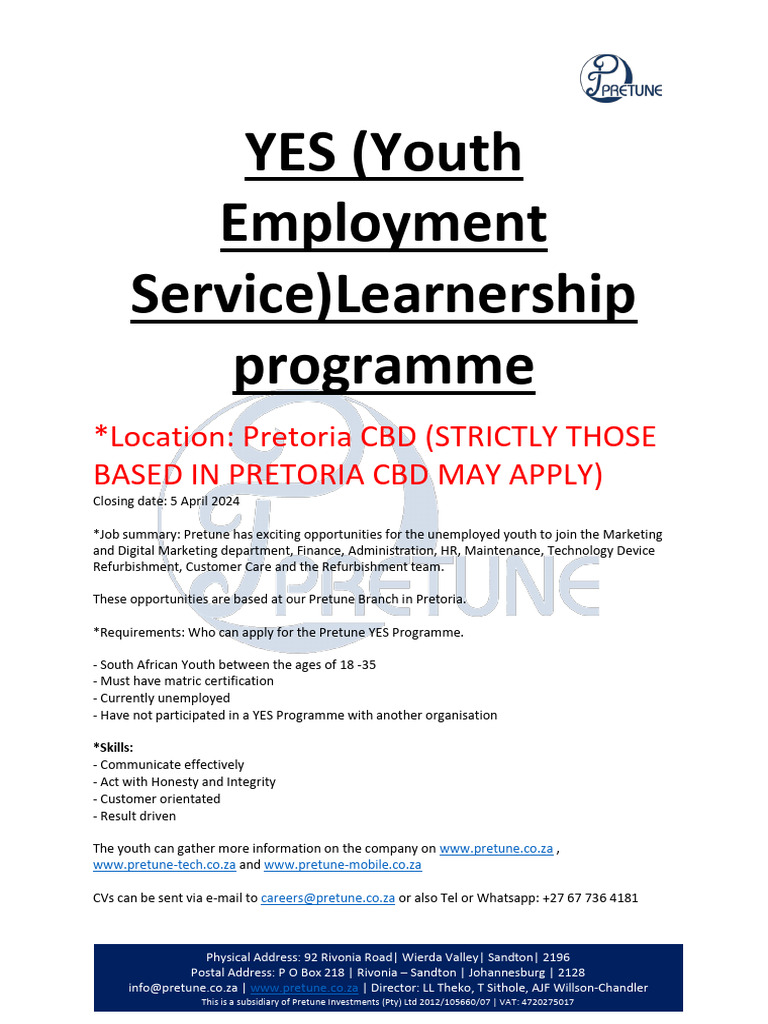 Pretune Learnership Advertising | PDF | Business