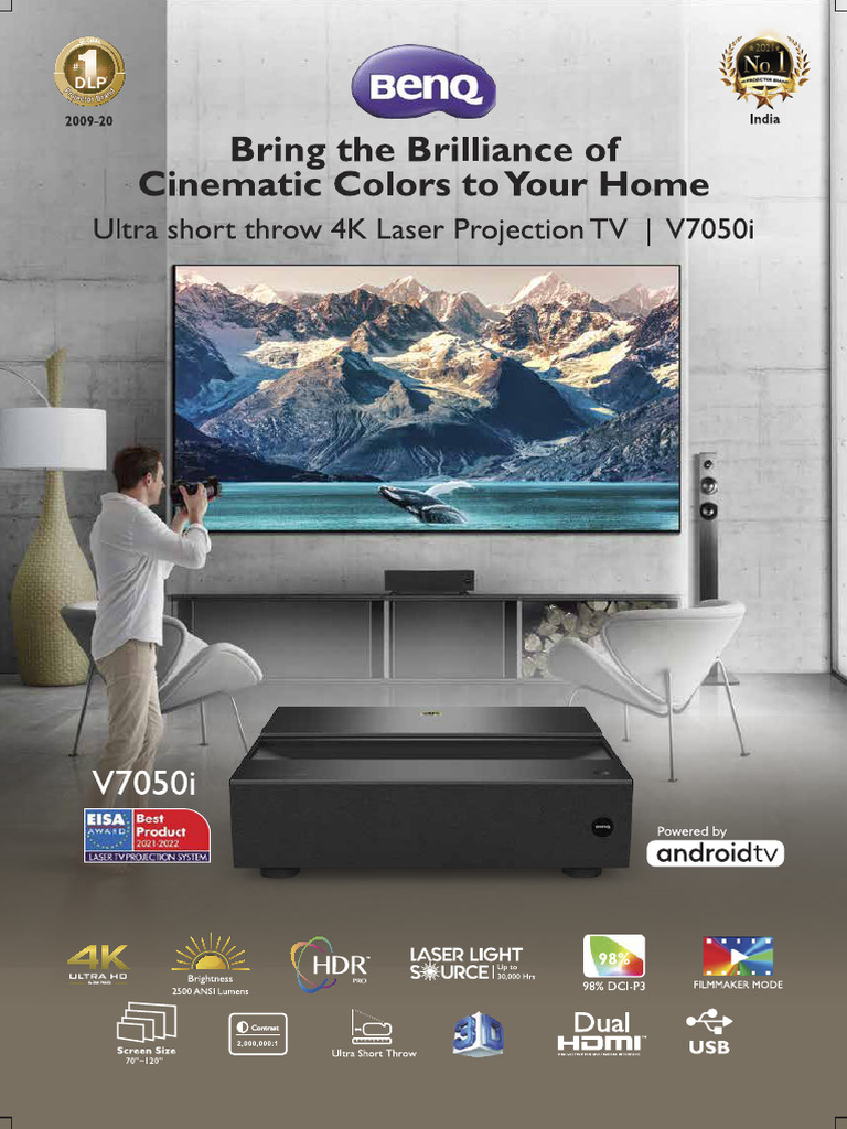 Benq 4k V7050i Laser Projection TV With Built in Android TV and ...