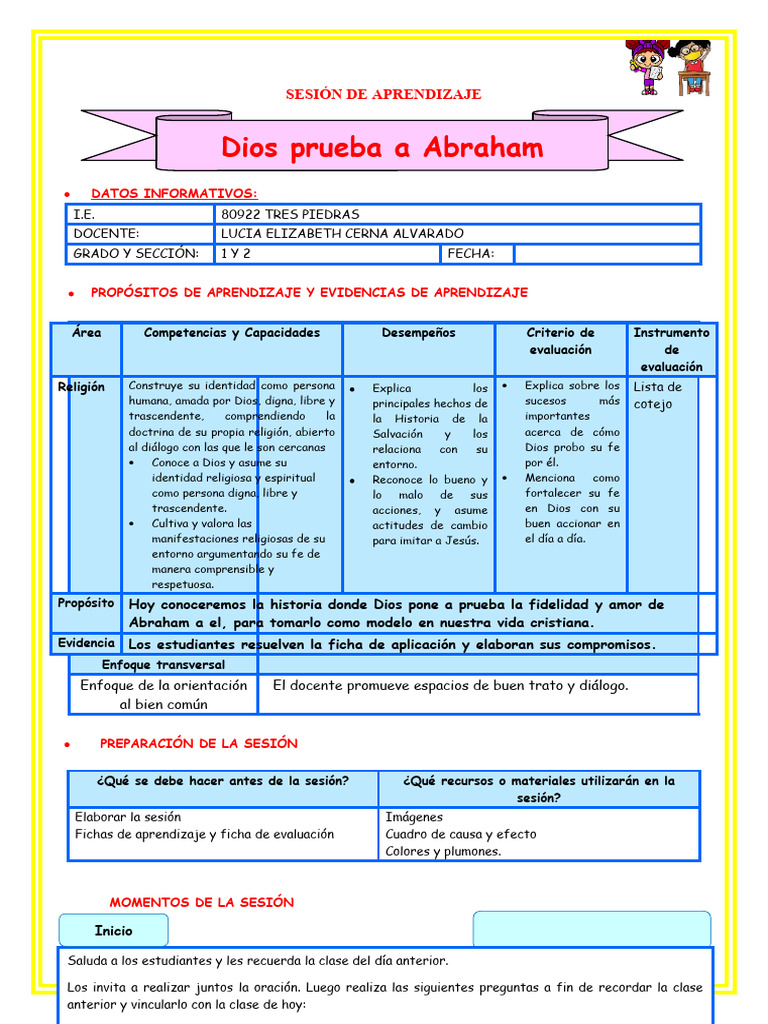 E5 S3 Sesion D5 Religión Dios Prueba A Abraham | PDF | Abrahán | Sarah