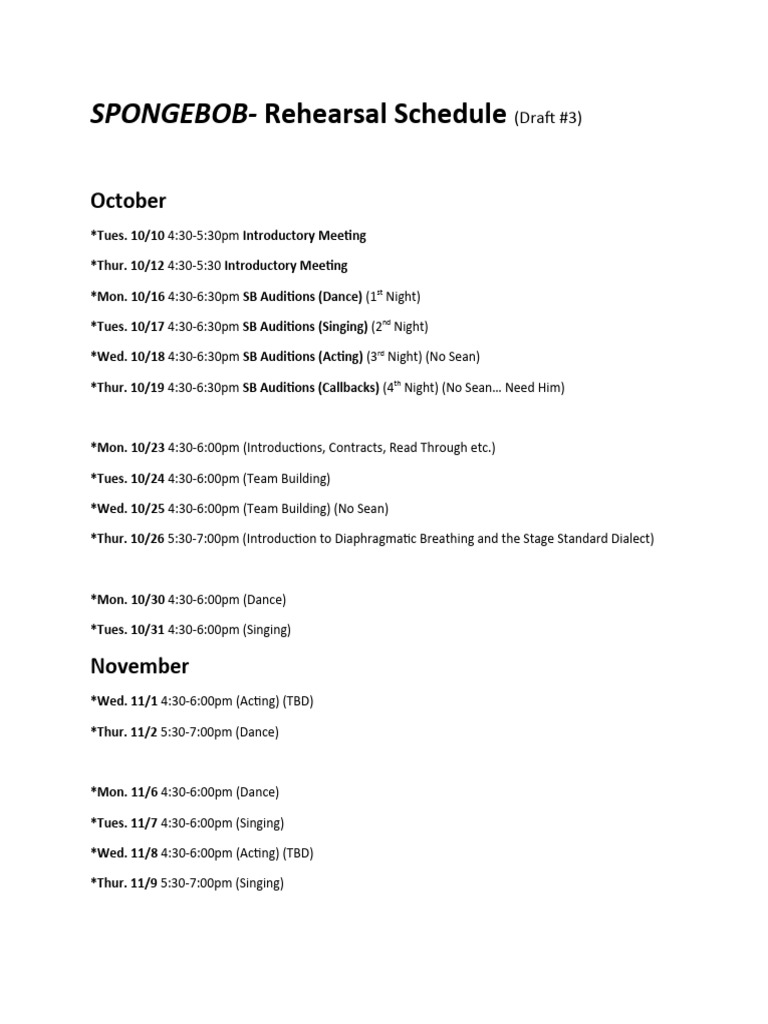 Spongebob Schedule | PDF