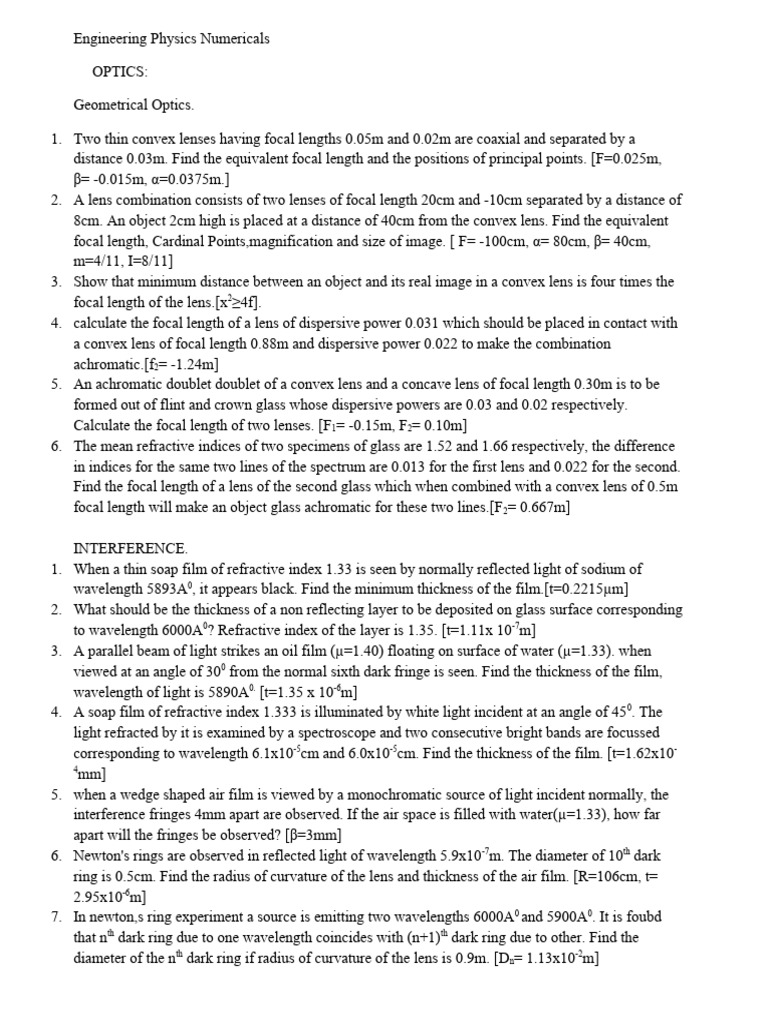 Engineering Physics Optics & Waves | PDF | Diffraction | Capacitor