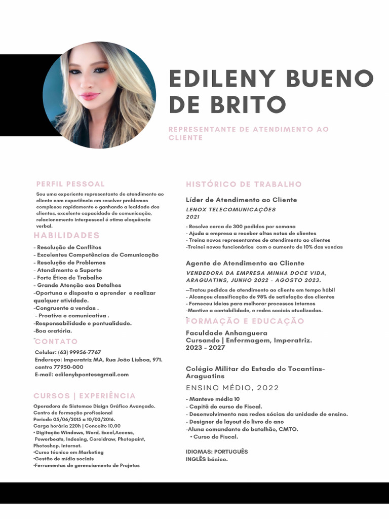 Currículo Edileny Bueno de Brito | PDF