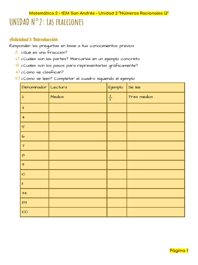 Matem-Tica 2 - Unidad 2 - N-Meros Racionales | PDF | Número racional ...