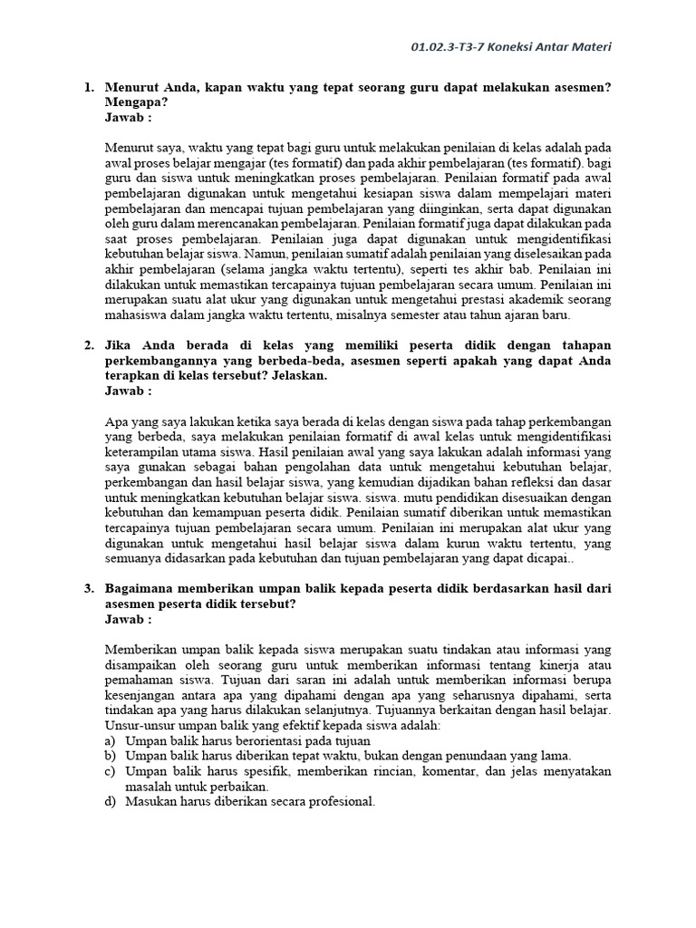 05 Topik 3 - 01.02.3-T3-7 Koneksi Antar Materi - Nor Latifah | PDF