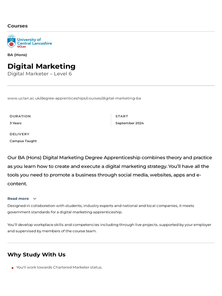 Level 3 Digital Marketing Apprenticeship Pdf Digital Marketing