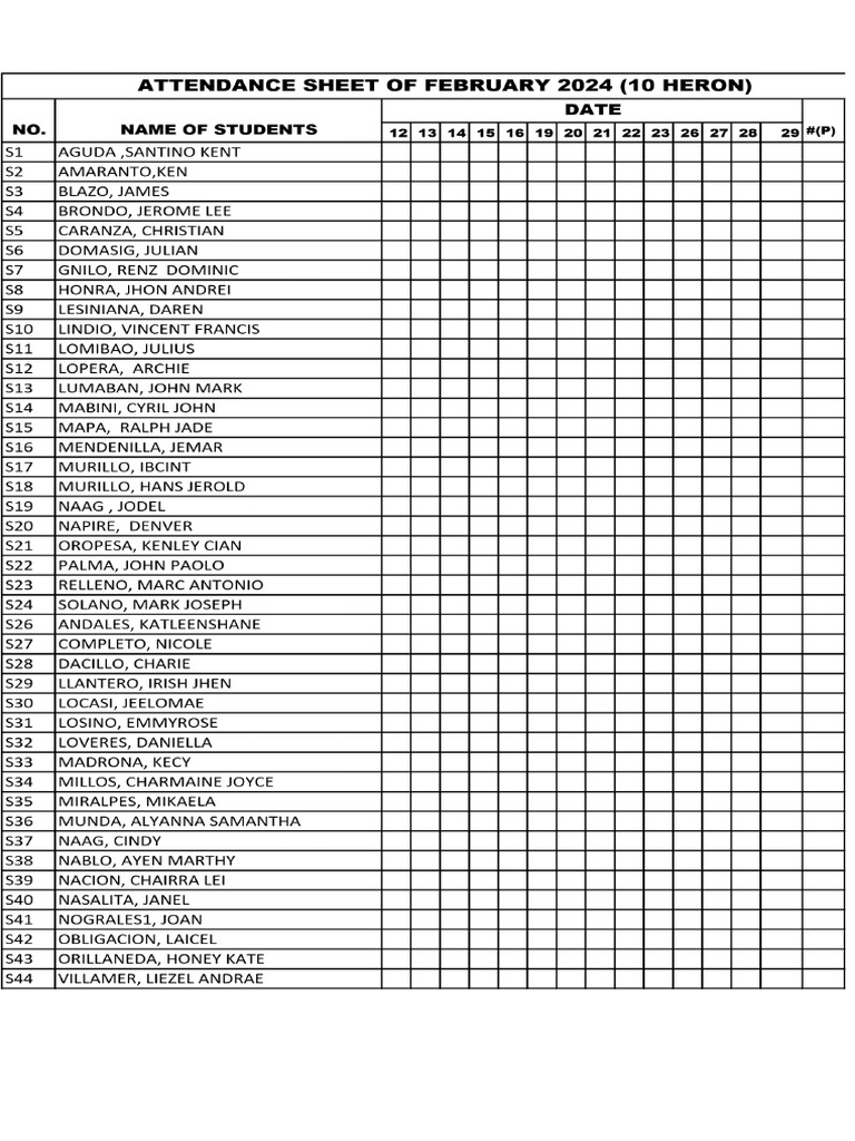 Grade 10 Heron Final List | PDF