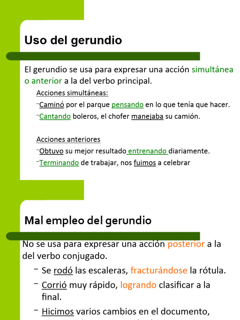 Uso Correcto del Gerundio | PDF | Artes del Lenguaje y Comunicación