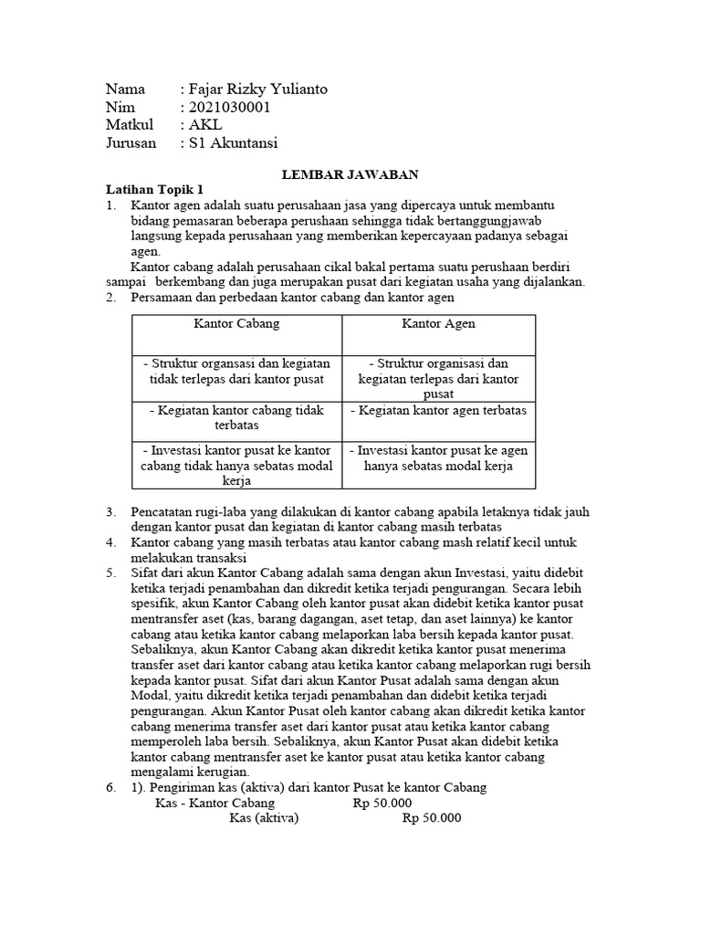 Fajar Rizky Yulianto - TUGAS AKL1docx | PDF | Bisnis | Pengelolaan Keuangan & Uang