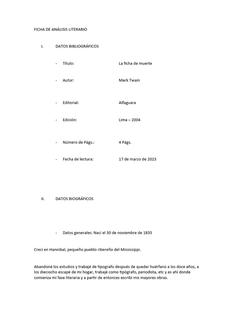 La Ficha de Muerte | PDF | Mark Twain