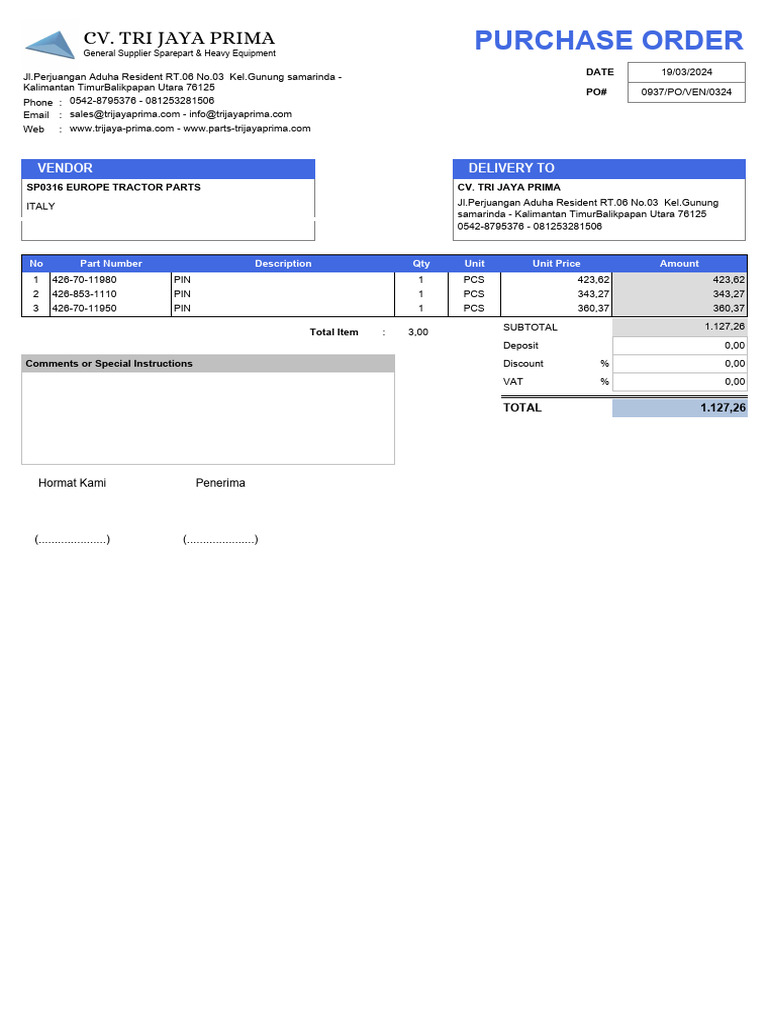 PO To ETP 0937-PO-VEN-0324 | PDF