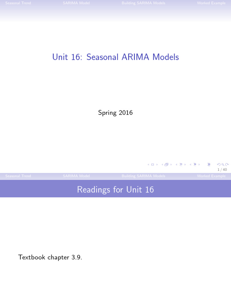 Lecture Time Series 4 Pdf Autoregressive Integrated Moving Average