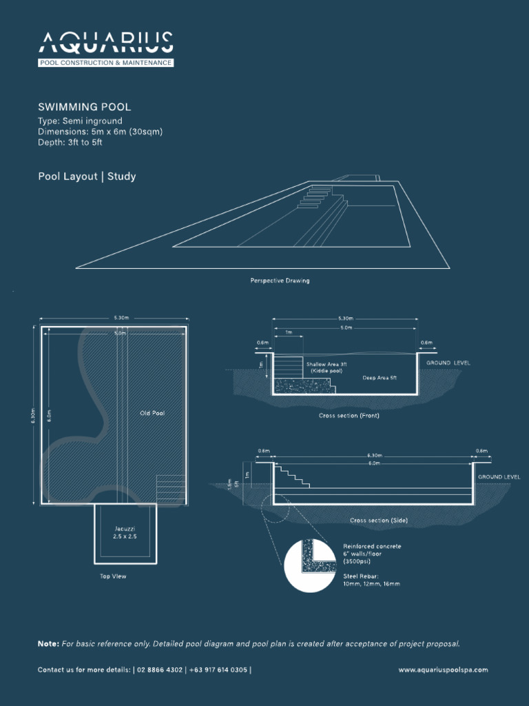 Swimming Pool Layout and Design Plan | PDF