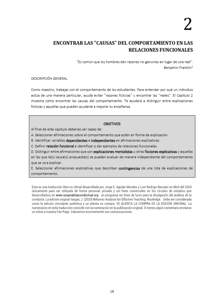 Julie Vargas 2020 Analisis Conducta Ensenanza Efectiva Tercera Edicion Cap2 | PDF ...