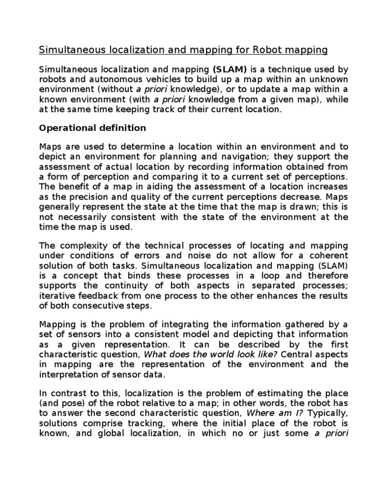 Robot SLAM: Build Maps and Track Location | PDF | Cybernetics | Areas ...