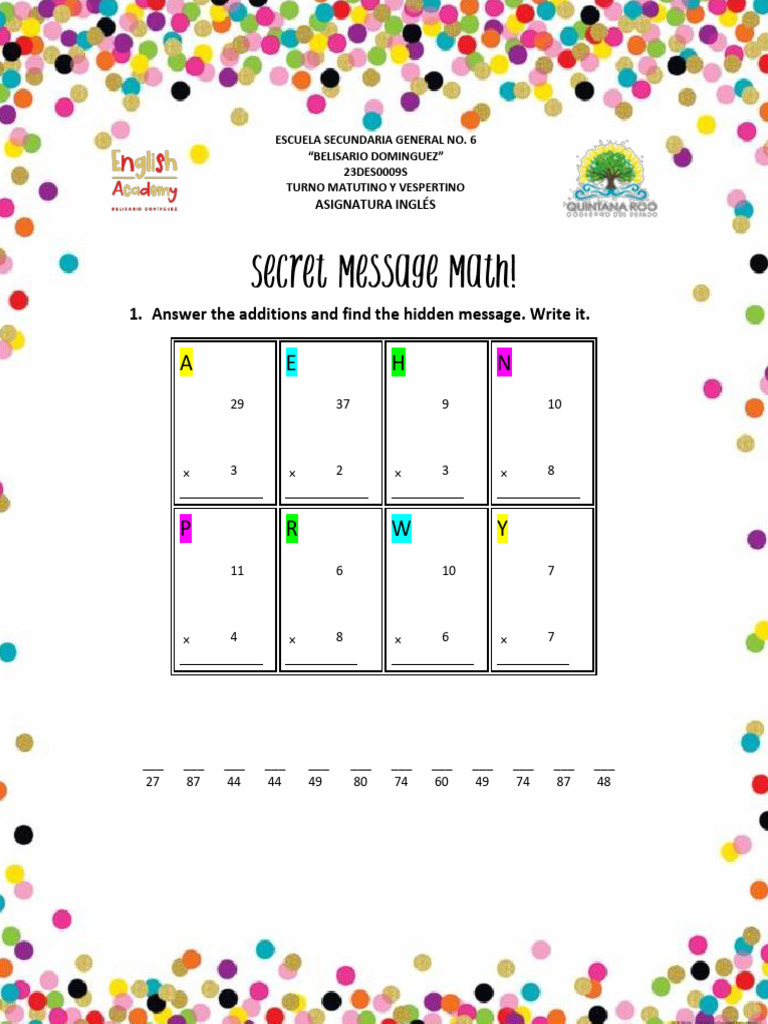 Secret Message Math | PDF