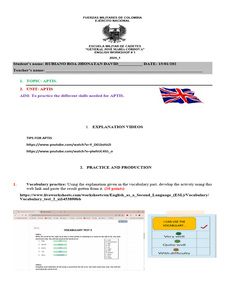 WS_1_Aptis_2024 (1) | PDF | Cognitive Science | Human Communication