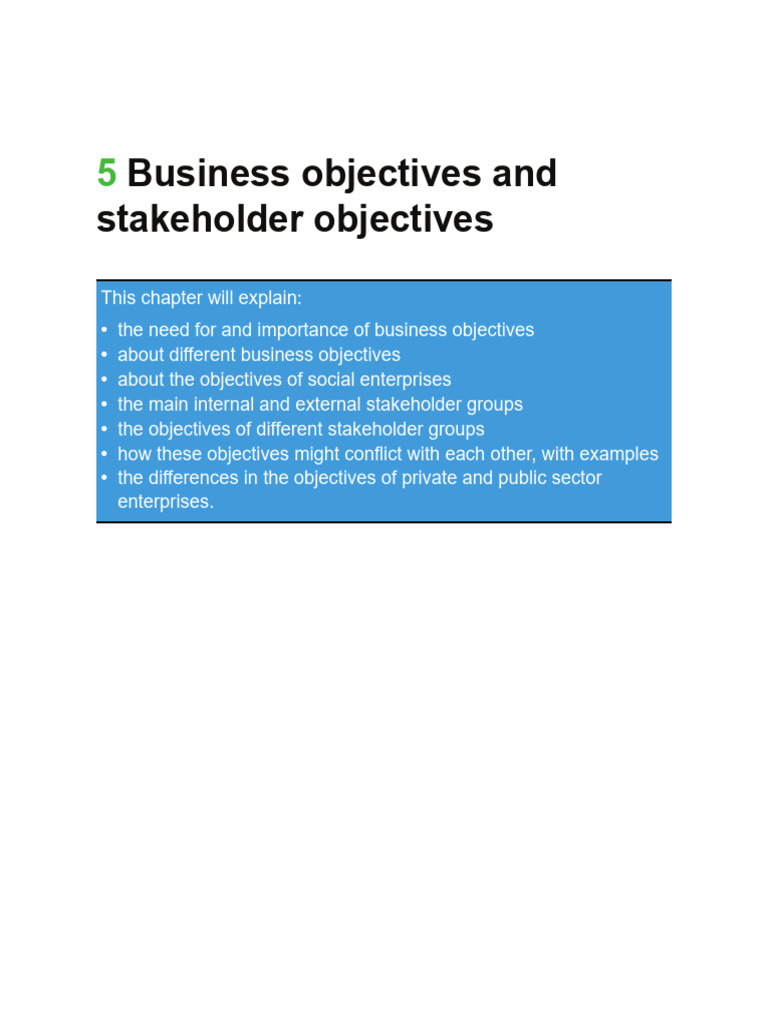 Business Objectives and Stakeholder Objectives | PDF | Profit ...