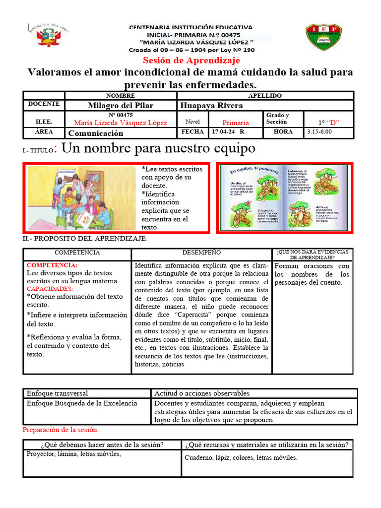 Un Nombre para Nuestro Equipo Mily | PDF | Aprendizaje | Información