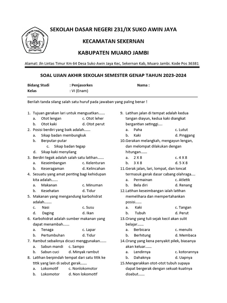 Soal Ujian Akhir Sekolah | PDF