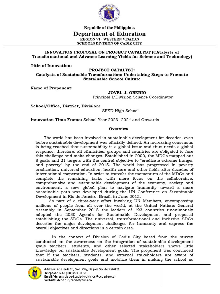 PROJECT Catalyst Innovation | PDF | Sustainability | Millennium ...