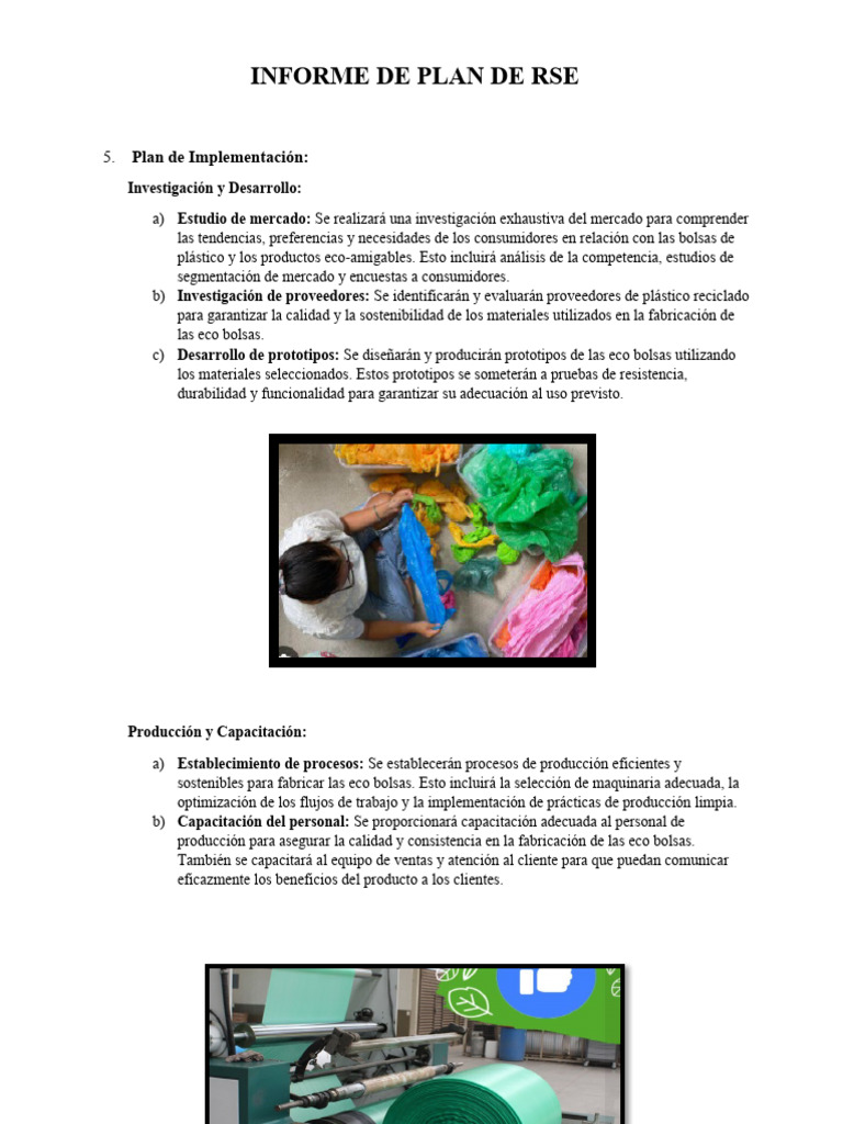 Plan de RSE para Eco Bolsas Sostenibles | PDF | Marketing | Calidad ...