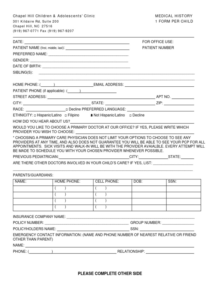 Medical-History-Form 1 | Download Free PDF | Race And Ethnicity In The ...