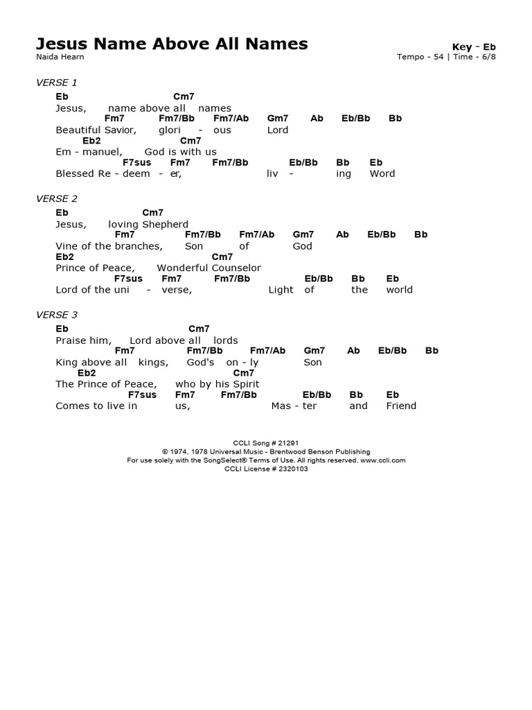 Jesus Name Above All Names Eb1 | PDF