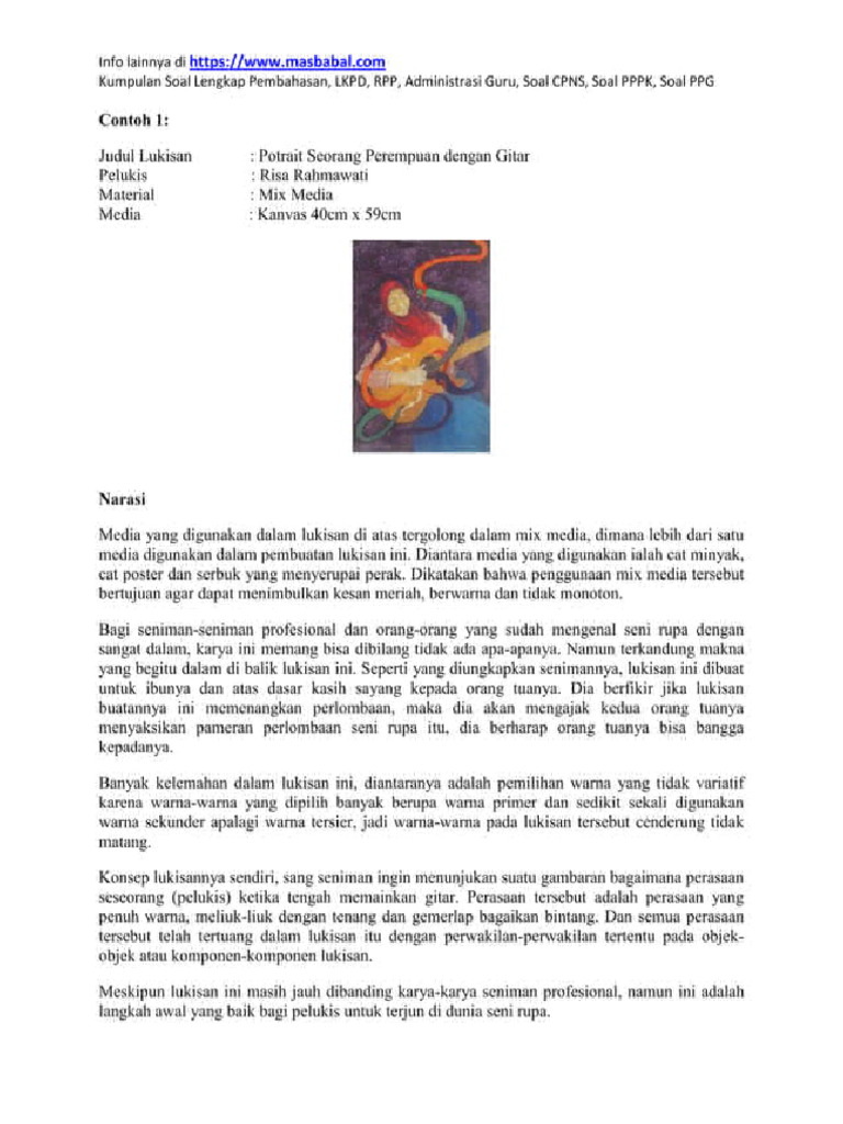 10 Contoh Kritik Karya Seni Rupa Lengkap Beserta Gambarnya