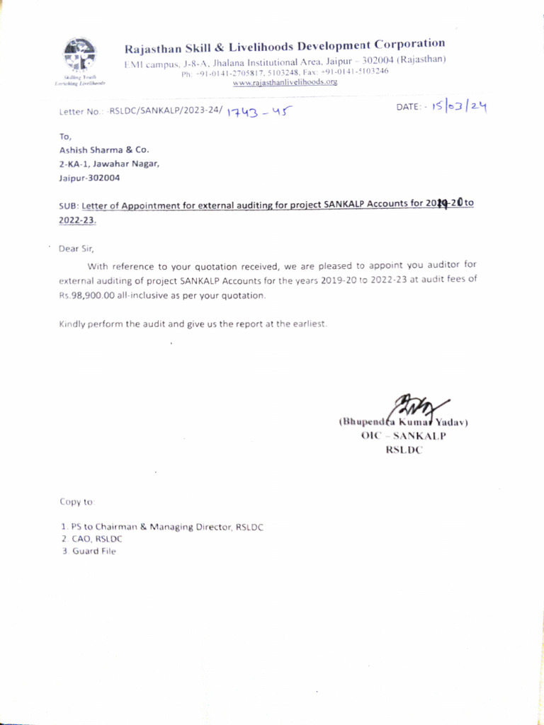 External Auditor Appointment for SANKALP | PDF