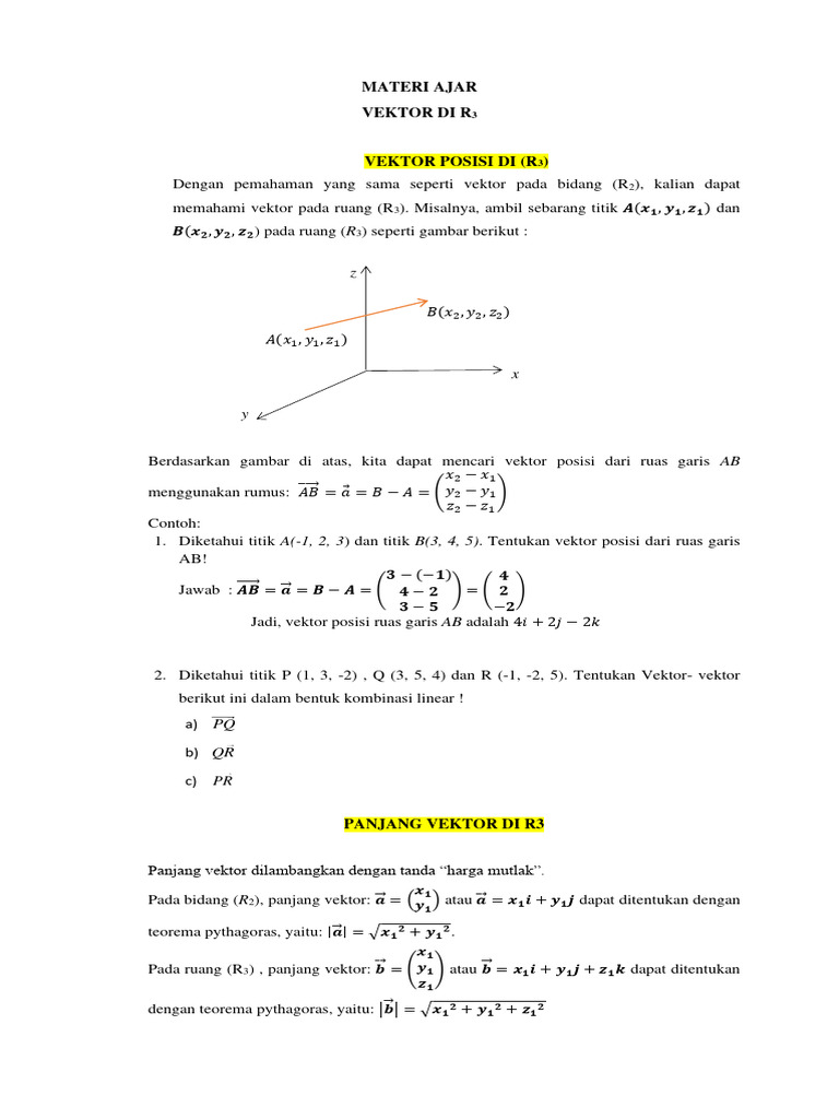 Materi Vektor di R3 dan Contoh Soal | PDF