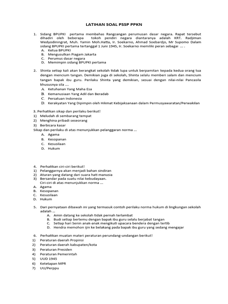 Latihan PSSP PPKN | PDF | Politik