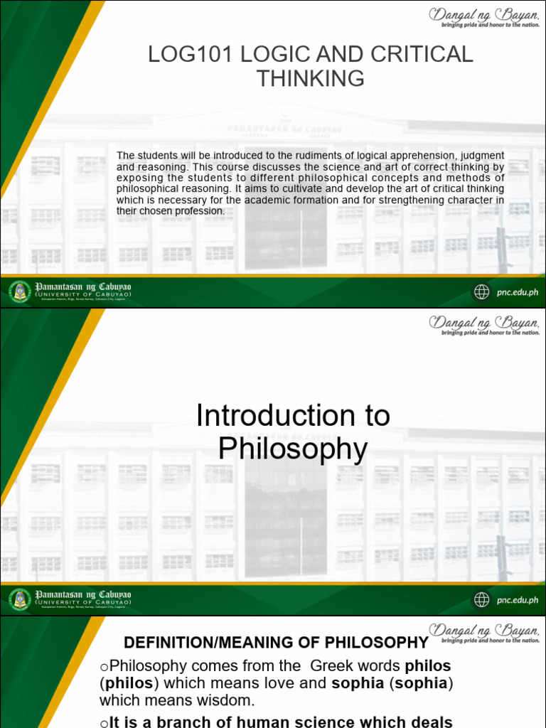 LOG101 Week 1 PPT Introduction To Philosophy (20240301111047) | PDF | Reason | Knowledge