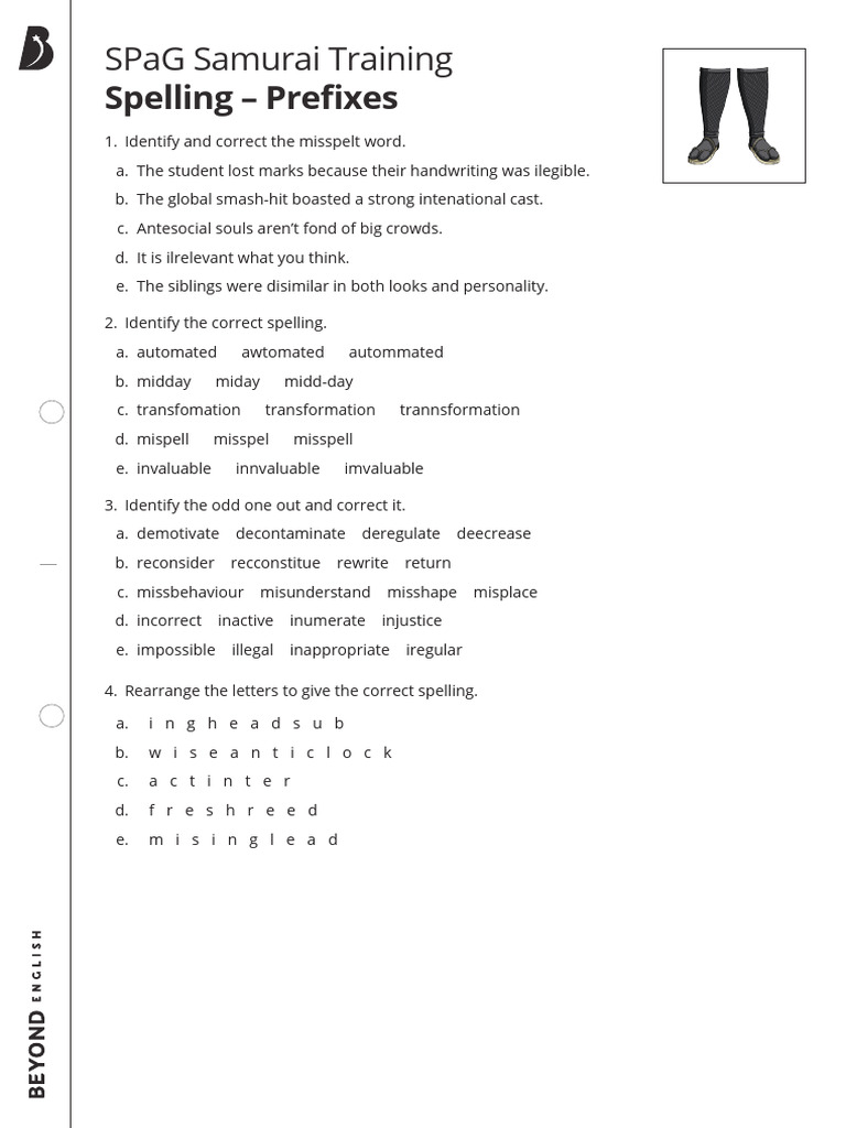 Spelling 1 Prefixes Worksheet | PDF | Career & Growth | Language Arts ...