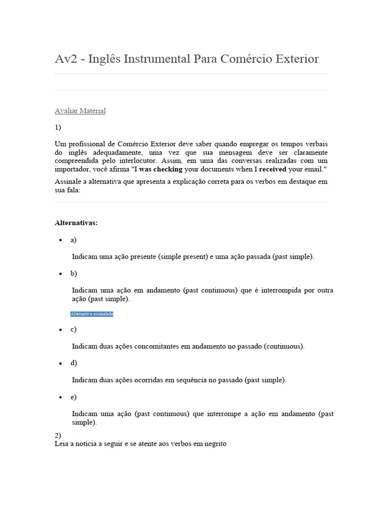 Inglês para Comércio Exterior: Fundamentos | PDF | Proposição | Sintaxe