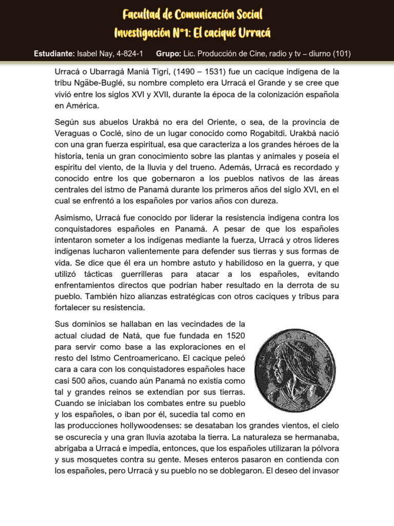 Cacique Urracá: Héroe de Panamá | PDF | Historia