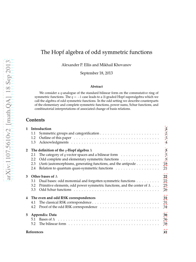 The Hopf Algebra of Odd Symmetric Functions: Alexander P. Ellis and ...