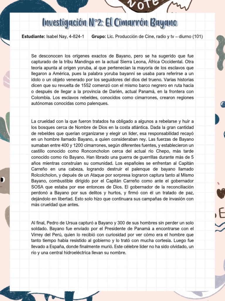 Cimarrón Bayano, Isabel Nay | PDF