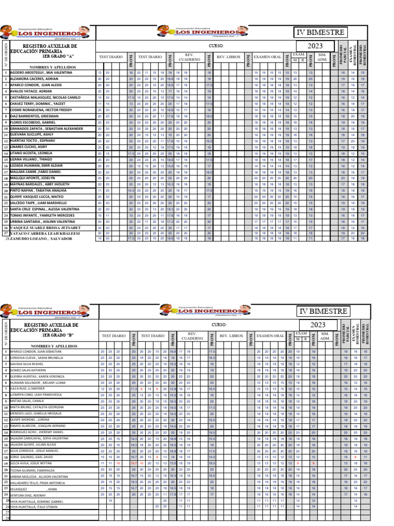 REGISITROS PRIMARIA, CORREGIDO | PDF | Educación primaria | Etapas educativas