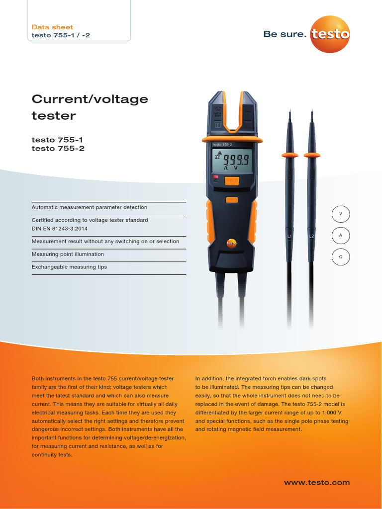 testo-755-Data-sheet | PDF | Voltage | Electrical Resistance And ...