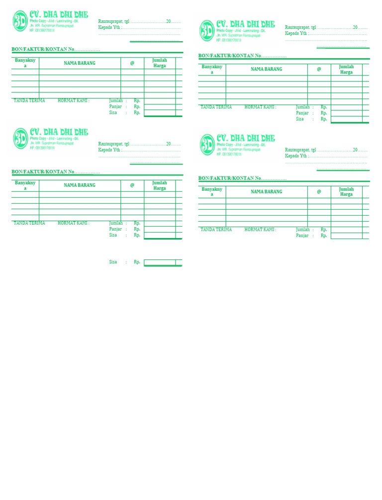 Bon Faktur D3 | PDF