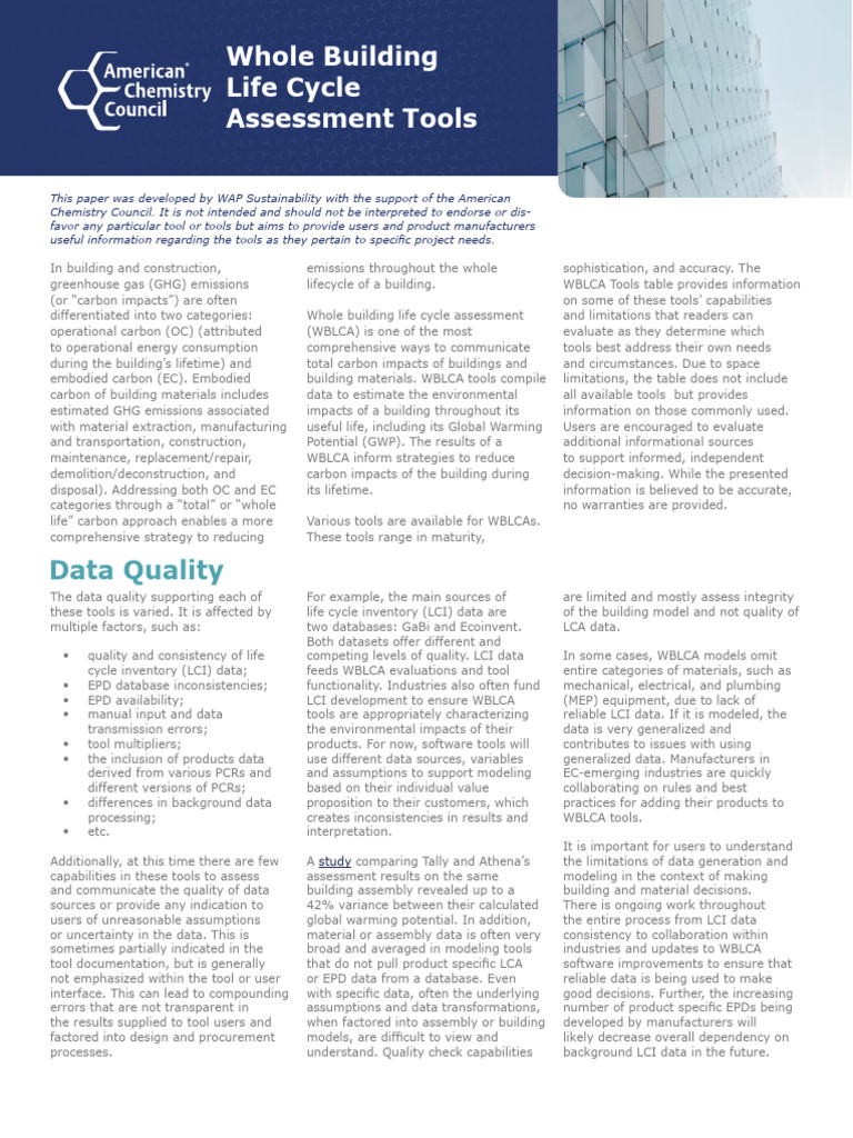 Whole Building Life Cycle Assessment Tools | PDF | Life Cycle ... Whole Building Life Cycle Assessment Tools | PDF | Life Cycle ...