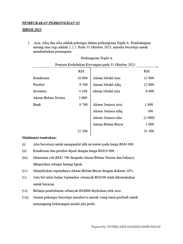 S3 Pembubaran Perkongsian | PDF