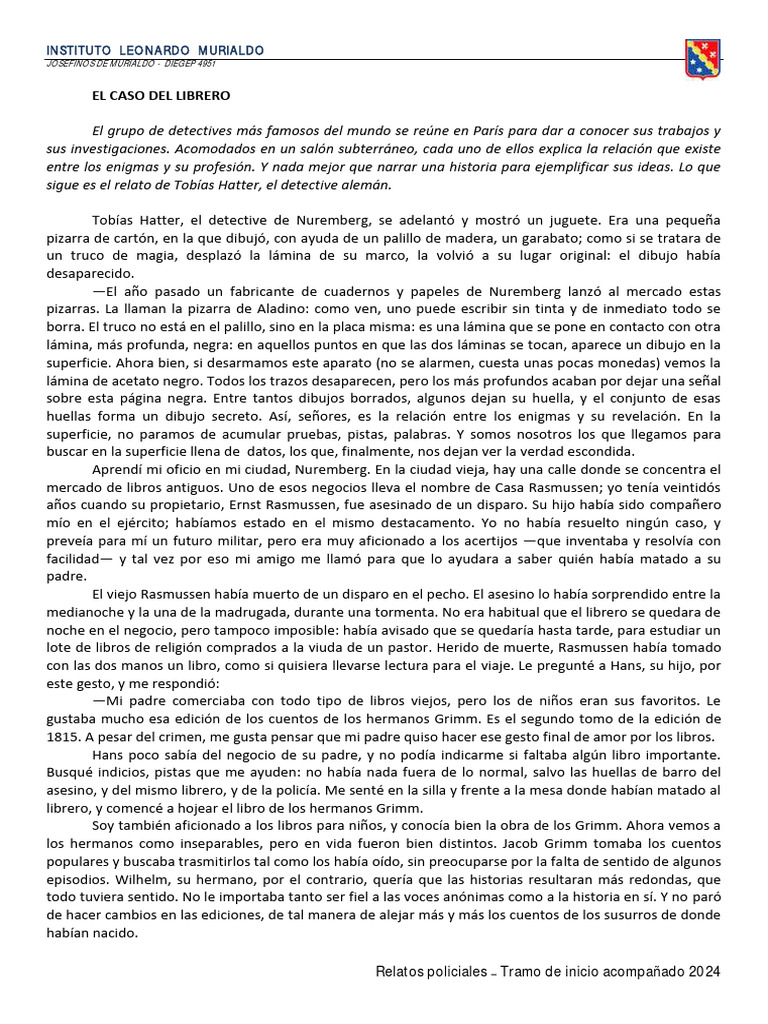 El Caso Del Librero Cuento Policial | PDF | Novela negra, policíaca y suspenso